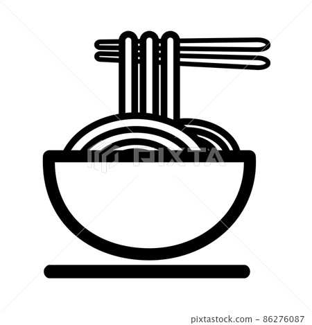 Black line ramen icon on white background - Stock Illustration ...