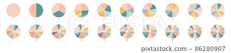 Pie chart color icons. Segment slice sign.... - Stock Illustration [86280907] - PIXTA