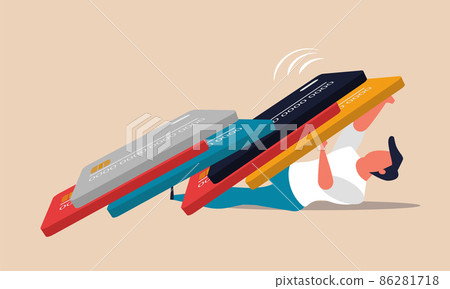 Debt spending for credit card and trouble with... - Stock Illustration ...