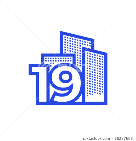 number 19 with real estate logo design vector... - Stock Illustration ...