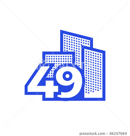 number 49 with building logo design vector... - Stock Illustration ...