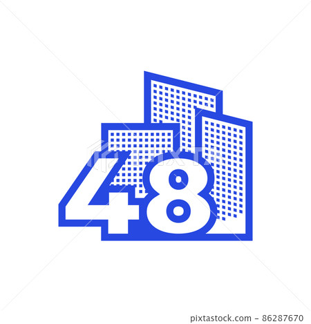 number 48 with building logo design vector... - Stock Illustration ...
