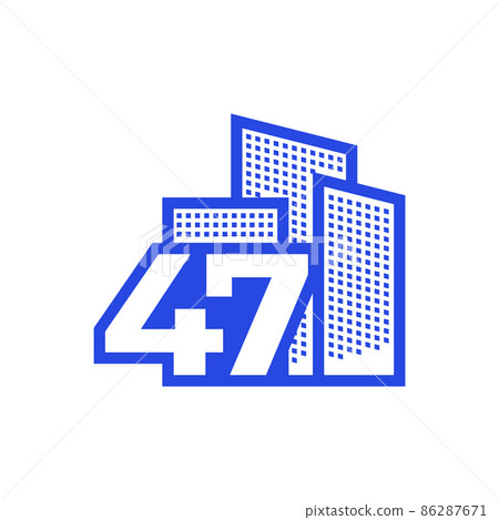number 47 with building logo design vector... - Stock Illustration ...