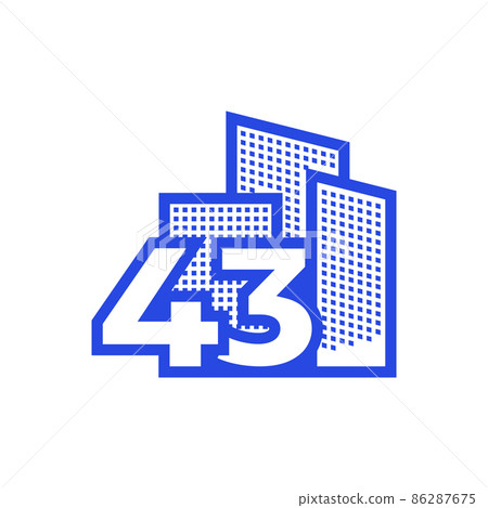 number 43 with building logo design vector... - Stock Illustration ...