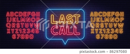 Last call neon sign on a brick background. - Stock Illustration ...