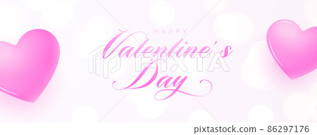 pink heart valentines day banner design - Stock Illustration [86297176 ...