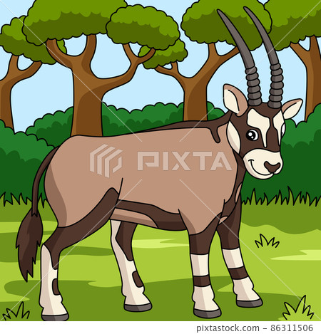 Oryx Cartoon Vector Colored Illustration - Stock Illustration [86311506 ...