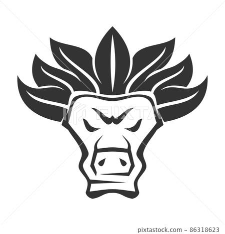 Bull Leaf Icon Illustration Brand Identity - Stock Illustration ...