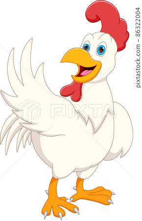 cartoon cute chicken waving on white background - Stock Illustration ...