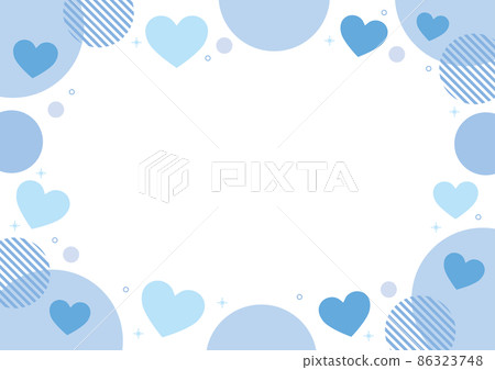 Heart polka dot frame blue - Stock Illustration [86323748] - PIXTA