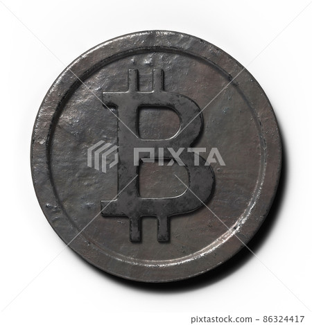 Bitcoin Cryptocurrency Iron Old Coin. 3D... - Stock Illustration ...