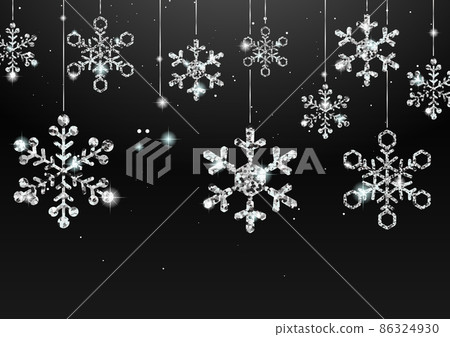 Glittering silver snowflakes, winter,... - Stock Illustration [86324930 ...