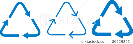 Recycle symbol icon triangle blue set - Stock Illustration [86339265 ...