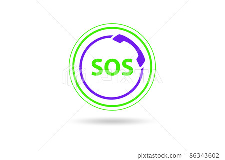Concept of SOS - distress call in case of danger-插圖素材 [86343602] - PIXTA圖庫