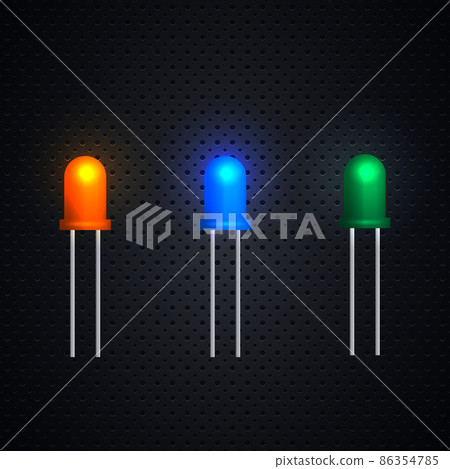 Set of three bright LEDs, vector illustration. - Stock Illustration ...