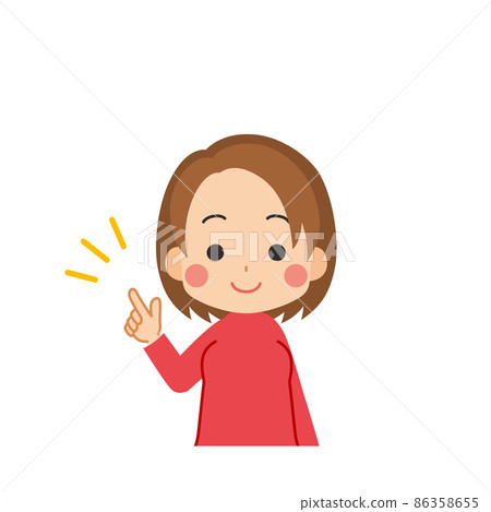 Pointing pose, hand sign, cute young woman,... - Stock Illustration ...