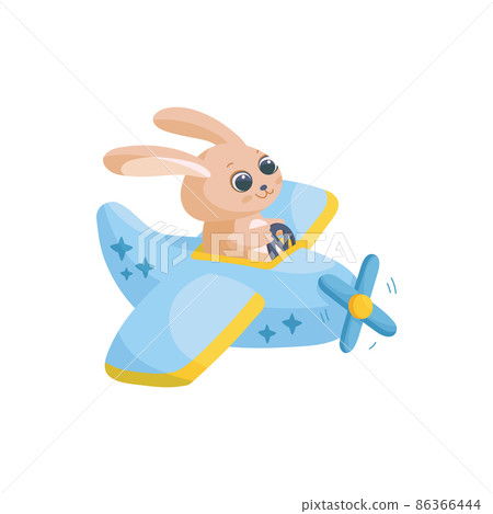 Cute rabbit or bunny controls helicopter, flat... - Stock Illustration ...