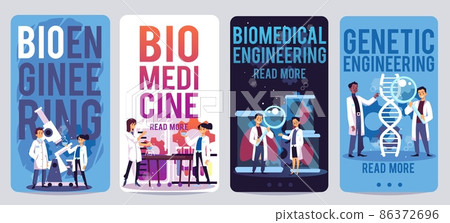 Bioengineering and biomedicine banners set flat... - Stock Illustration ...