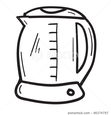Hand drawn kettle icon in doodle style isolated - Stock Illustration ...