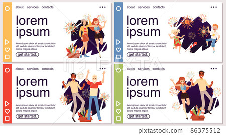Web banners bundle with people celebrate solemn... - Stock Illustration ...