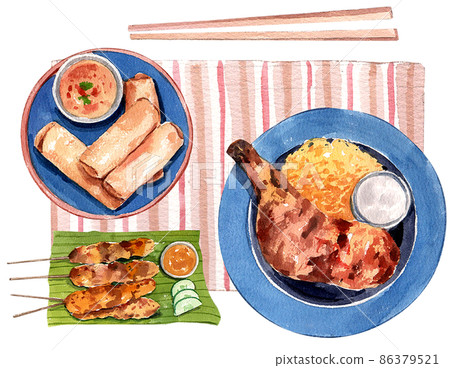 Singapore food traditional watercolor clipart png - Stock Illustration ...