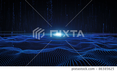 Particle field with animation of waves, bright... - Stock Illustration ...