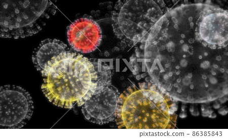 Close-up of virus under microscope, SARS-CoV-2... - Stock Illustration ...