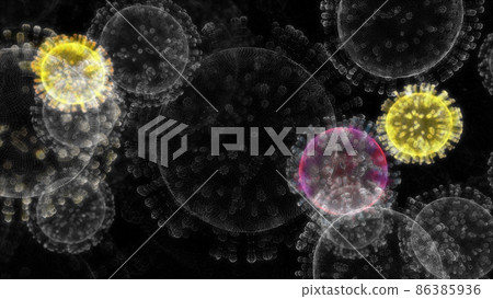 Close-up of virus under microscope, SARS-CoV-2... - Stock Illustration ...