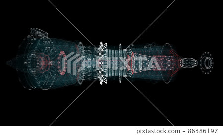 Jet engine x-ray transparent with particles - Stock Illustration ...