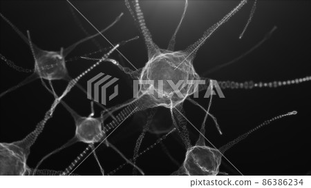 Neuronal network of neuron cells. 3D illustration - Stock Illustration ...