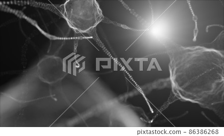 Neuronal network of neuron cells. 3D illustration - Stock Illustration ...