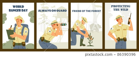 Cartoon character forest ranger in uniform... - Stock Illustration ...
