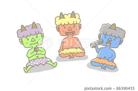 A demon child who eats Ehomaki for Setsubun - Stock Illustration ...