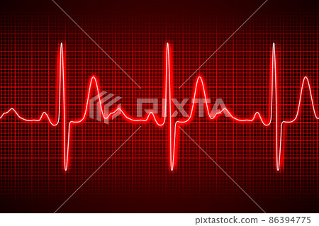 Neon heart beat ecg or ekg seamless line on red... - Stock Illustration ...