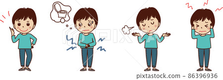 A set illustration of a boy who is not feeling... - Stock Illustration ...