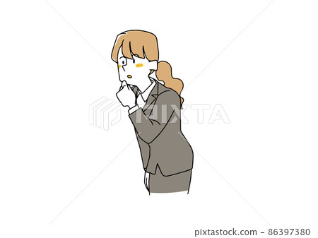 A young business woman paying attention to the... - Stock Illustration ...