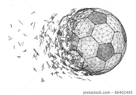Soccer ball consisting of 3D triangles, lines,... - Stock Illustration ...