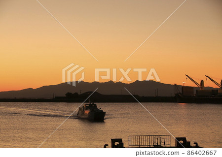 Omuta City Miike Port Dusk High Speed Boat, - Stock Photo [86402667 ...