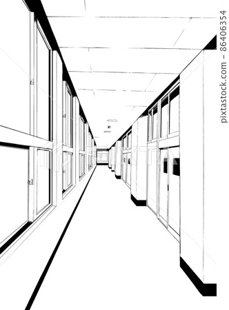 School corridor cartoon background illustration... - Stock Illustration ...