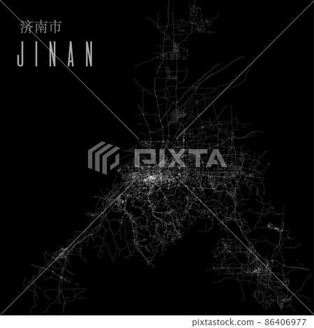 Jinan city province vector map poster. China... - Stock Illustration [86406977] - PIXTA