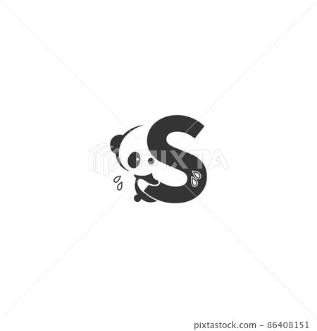 Panda icon behind letter S logo illustration - Stock Illustration ...