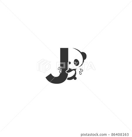 Panda icon behind letter J logo illustration - Stock Illustration ...