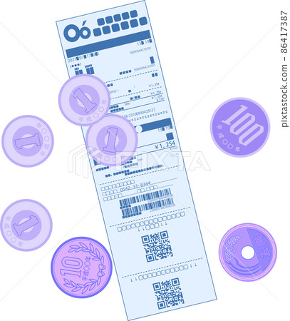 One receipt and change of coins Receipt final... - Stock Illustration ...