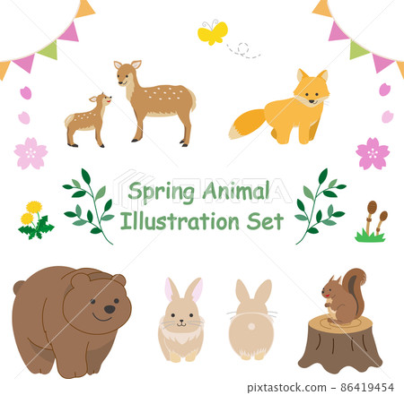 Spring cute animal illustration set - Stock Illustration [86419454] - PIXTA