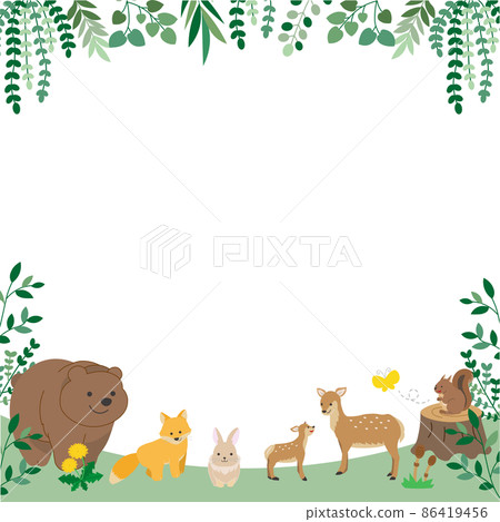 Forest animal frame with the image of botanical... - Stock Illustration ...