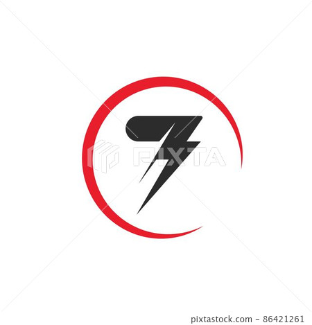 number seven thunder bolt icon vector... - Stock Illustration [86421261 ...