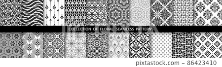 Geometric floral set of seamless patterns.... - Stock Illustration ...