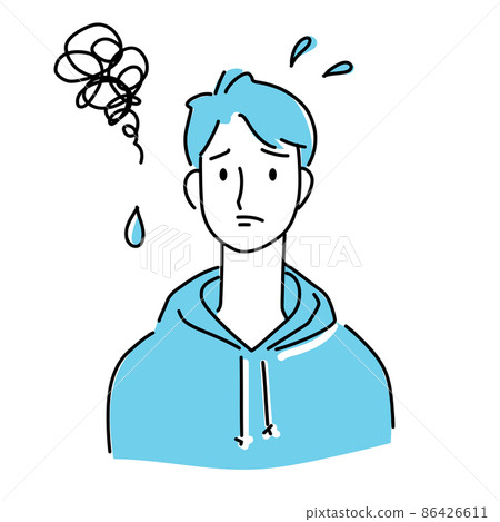 Young man with a troubled expression - Stock Illustration [86426611 ...