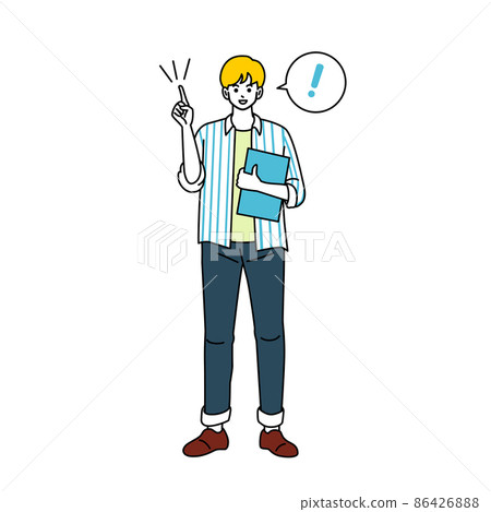A young man explaining with a smile - Stock Illustration [86426888] - PIXTA