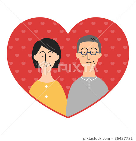 Asian middle-aged couple / couple heart icon - Stock Illustration ...
